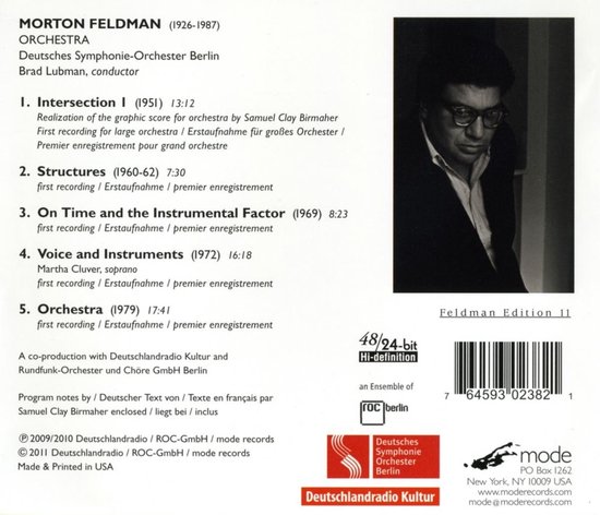 Deutsches Symphonie-Orchester Berlin, Brad Lubman - Feldman: Morton ...