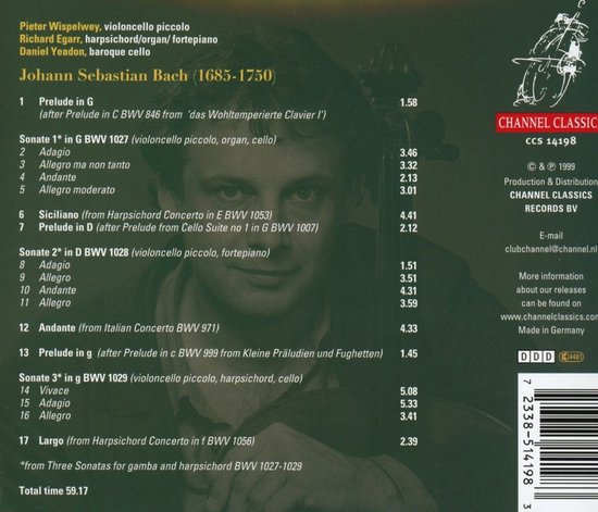 Pieter Wispelwey, Richard Egarr, Daniel Yeadon - J.S. Bach: Gamba ...