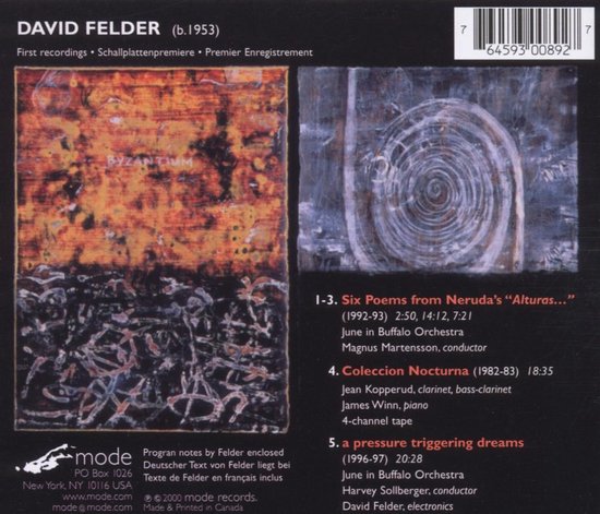 Jean Kopperud, James Winn - Felder: A Pressure Triggering Dreams (CD ...