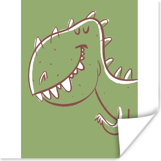 Poster Dinosaurus - Dieren - Groen - Tekening - Kinderen - Jongens ...
