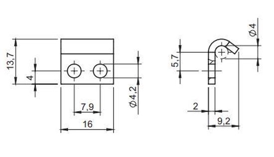 Haakplaat - 14mm - 60 graden hoek - RVS | bol