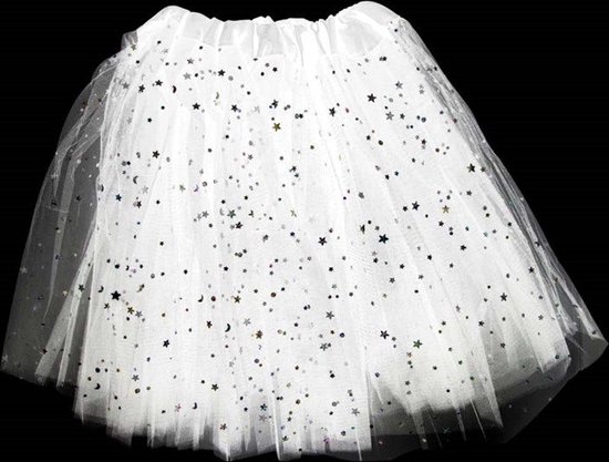 Witte tule tutu met zilverkleurige sterretjes | bol.com
