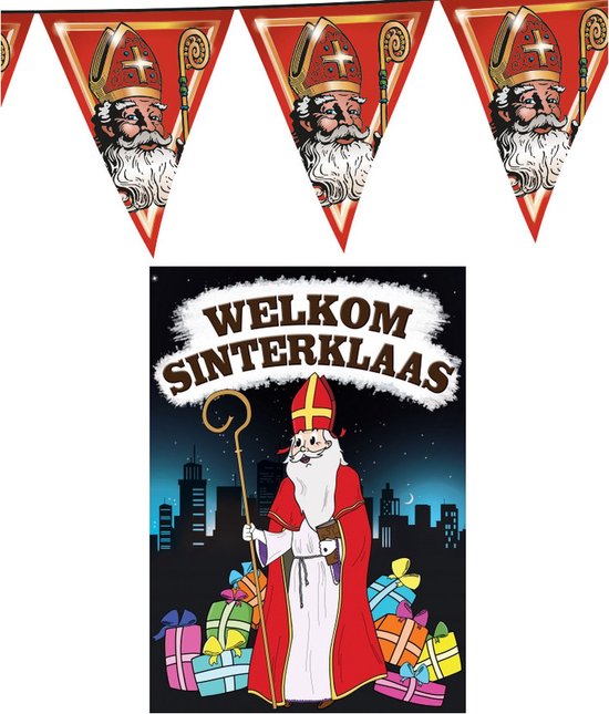 Sinterklaas versiering feestpakket inclusief 2x stuks vlaggenlijnen 5 ...