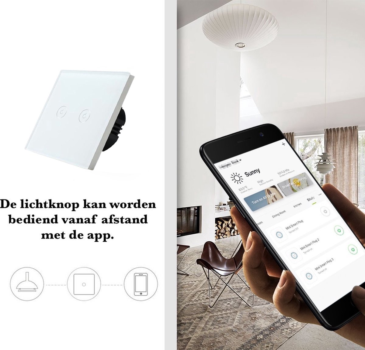 Bseed Wifi Lichtknop – Met Mobiele App – Licht Schakelaar – Verlichtte ...