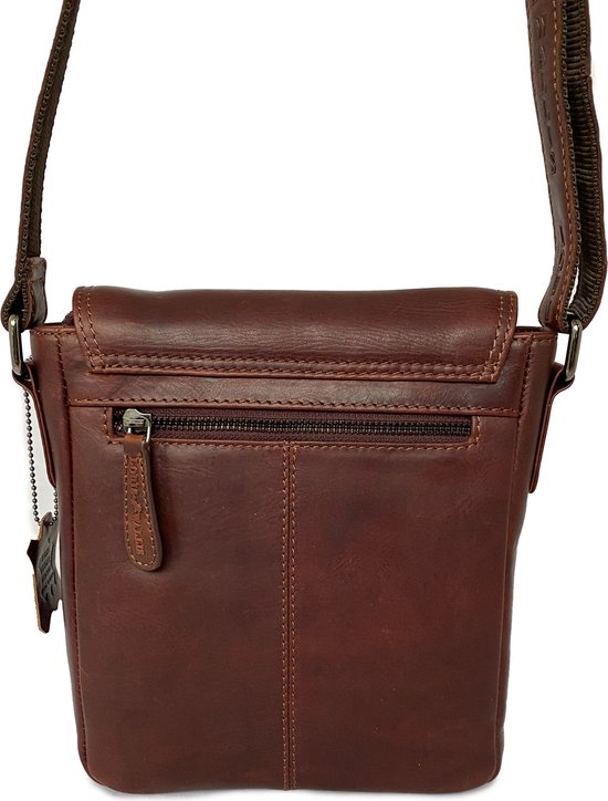 Louis Wallis leren tas heren bruin schoudertas heren - crossbody tas ...