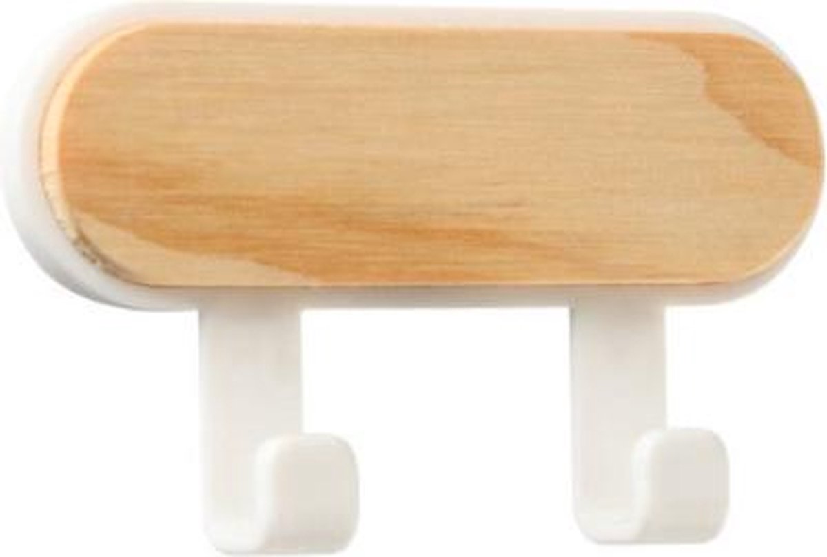 FSW-Products - Zelfklevende Ophanghaak - Wit - Hout - Kledinghaak ...