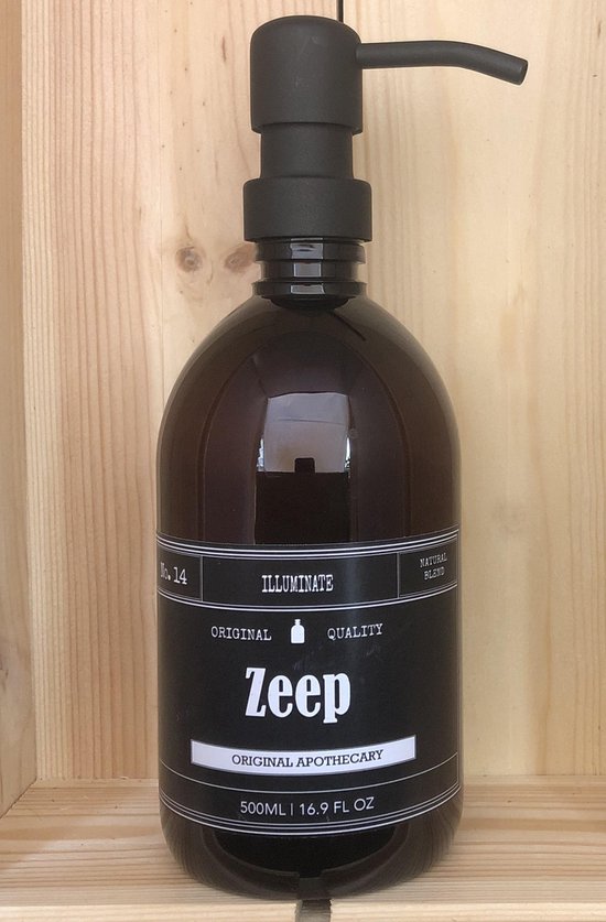 Zeepdispenser | Zeeppompje | Zeep | amber glas | 500ml | Vintage label ...