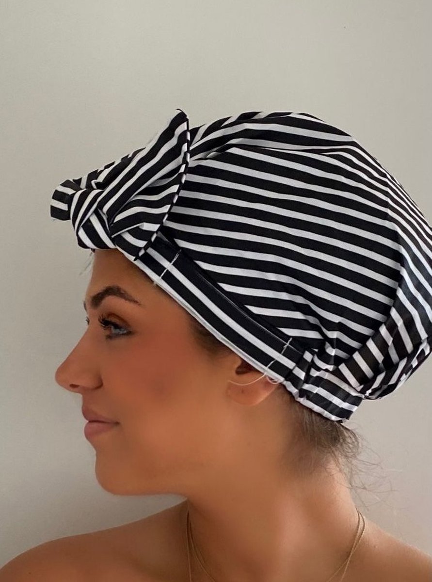 Douchemuts DE MOOISTE -Shower cap -Black White -Droog haar -DOUCHEKAPJE ...