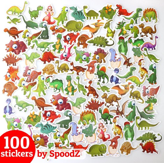 Dino Stickers los 100 Stuks | StickerMix Groot Vinyl beloningstickers ...