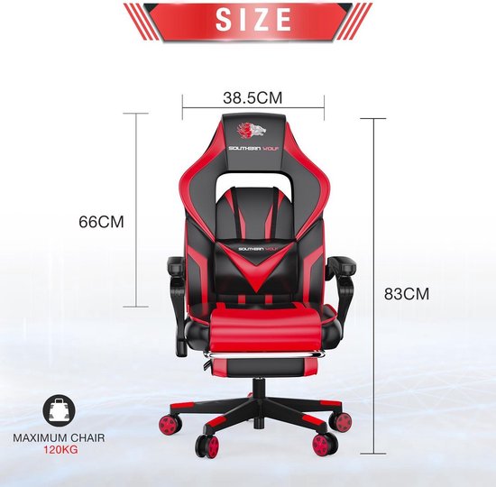 Southern Wolf Gamingstoel | Gaming Chair | Verstelbare Race Stoel ...