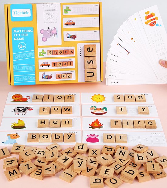 NEW Houten Engels Spellingsspel - 26*Hoofdletters + 26*2 Kleine letters ...