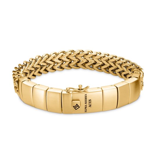 Alpha Sierra - Aces - A01G - Stalen Armband - Goudkleurig - Verstelbaar | bol