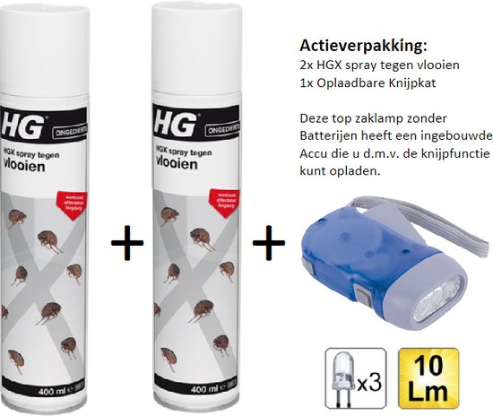 HGX spray tegen vlooien - 2 stuks + Knijpkat/Zaklamp | bol.com