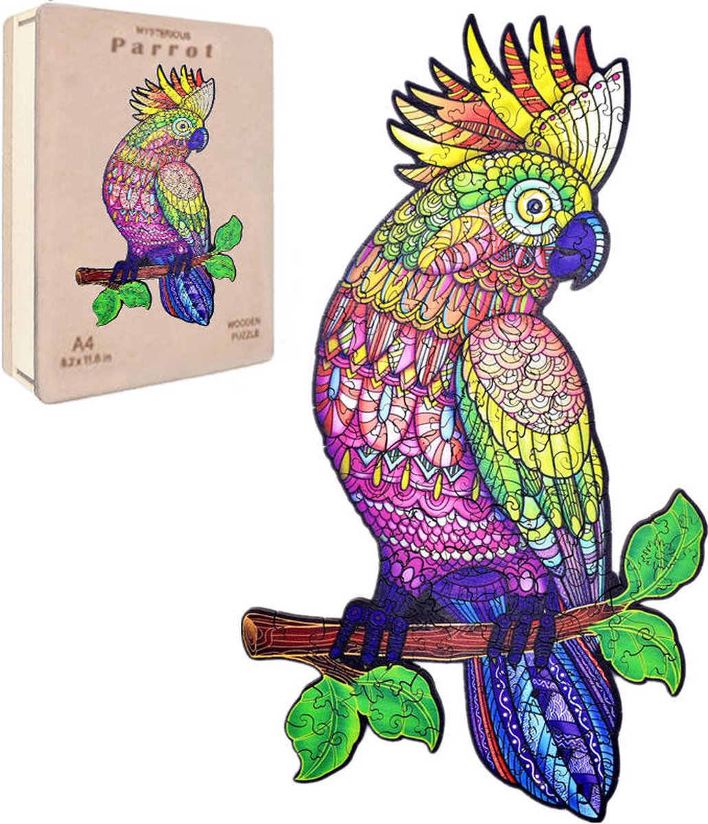 Houten Puzzel ? Leg Puzzels Dieren ? A4 Mystery Papegaai - Voor ...