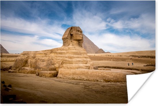 Poster De Sfinx van Gizeh die voor de grote piramide van Giza in Egypte ...