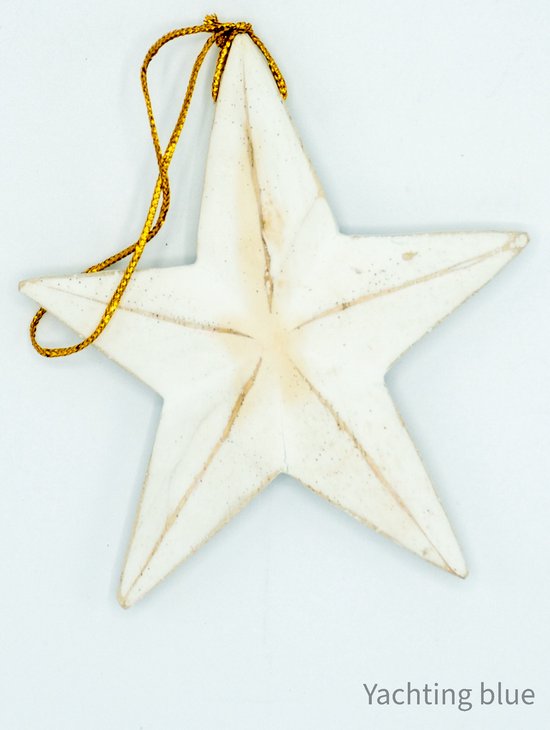6 houten kerststerren - rode ster -witte ster - groene ster ...