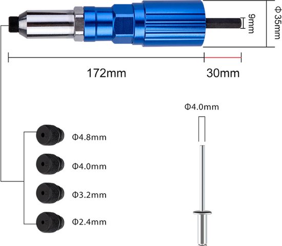 Elektrische Klinknagel Adapter | Connector | Elektrische Klinknagel ...
