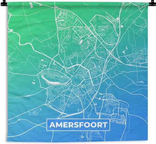 Wandkleed - Wanddoek - Stadskaart - Amersfoort - Blauw - 60x60 cm ...