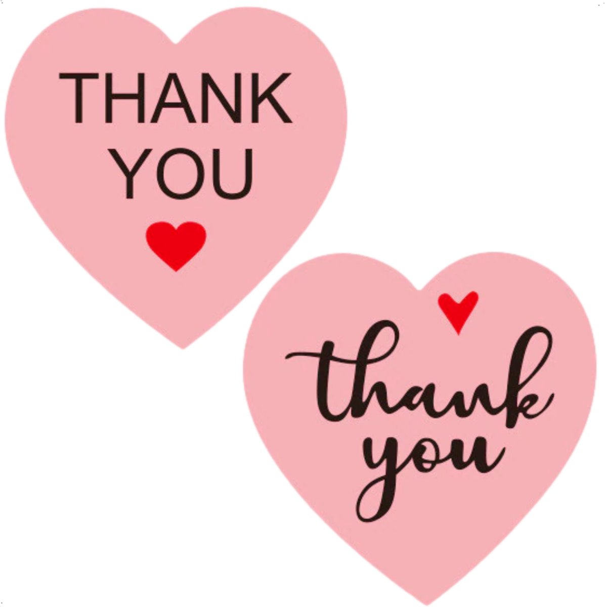500 Stickers op Rol-Thank You in Hart- Sluitstickers-500 stuks | bol.com
