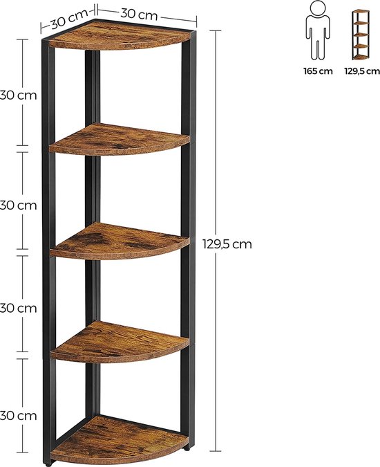 Hoekplank met vijf planken voor in de Hoek, Opbergrek, Voor Woonkamer ...