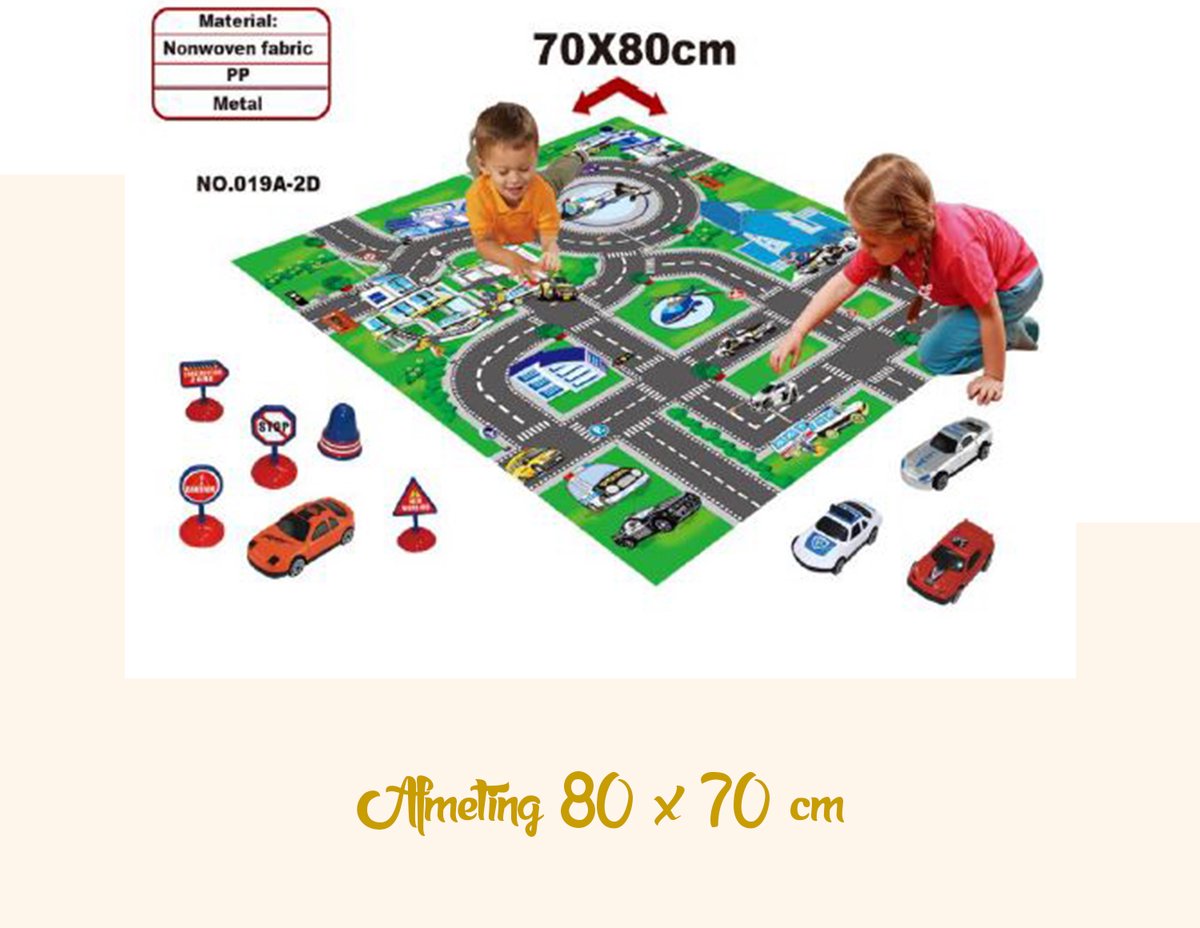 Auto speelkleed inclusief speelgoed autootje- 80 x 70 cm - Speelmat ...