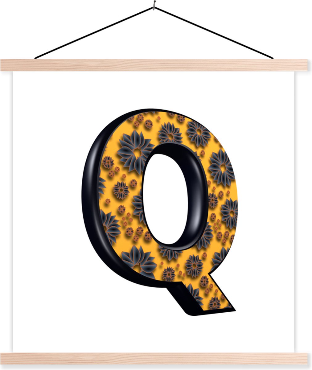 Posterhanger incl. Poster - Schoolplaat - Een zwart met gele letter Q ...