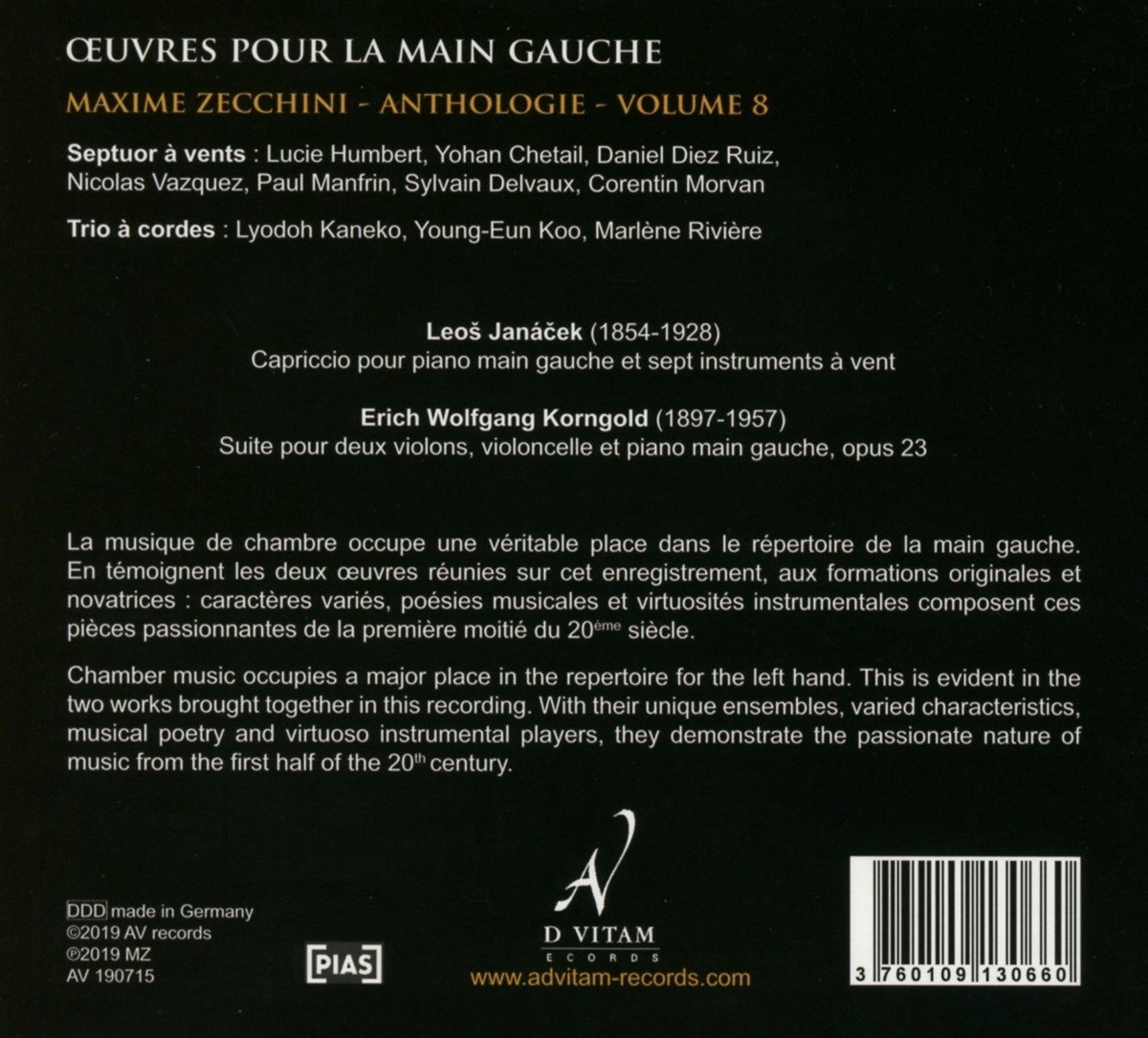 Maxime Zecchini Septuor A Vents Ell - Oeuvres Pour La Main Gauche - Antho (CD), Maxime... | bol.com