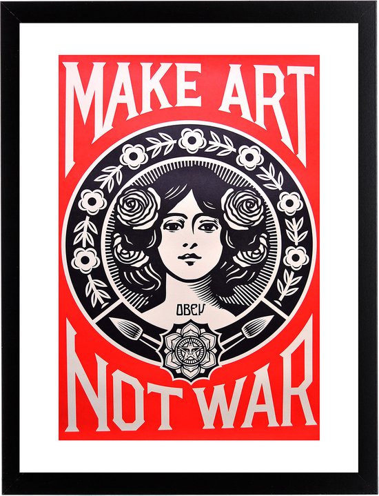 Poster Make Art Not War 40x30 - Obey Print - Peace - Vintage Streetart ...