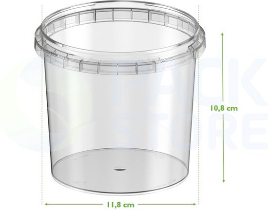200 x récipients en plastique ronds avec couvercle - ø 118 mm 740 ml ...