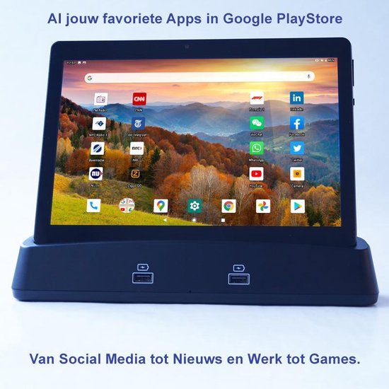 Bianca Tablet met Docking Station, 10 Inch IPS Hi Res LCD, Draadloos ...
