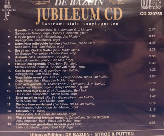 De Bazuin Jubileum CD / Instrumentale hoogtepunten / verzamelcd ...