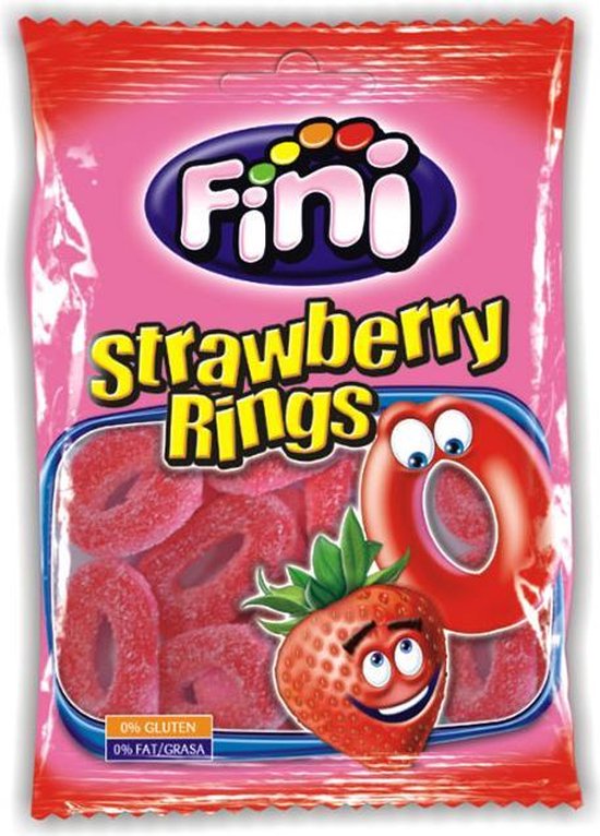 Halal gesuikerde aardbei ringen snoep- 24 x 75 gram- strawberry rings | bol.com