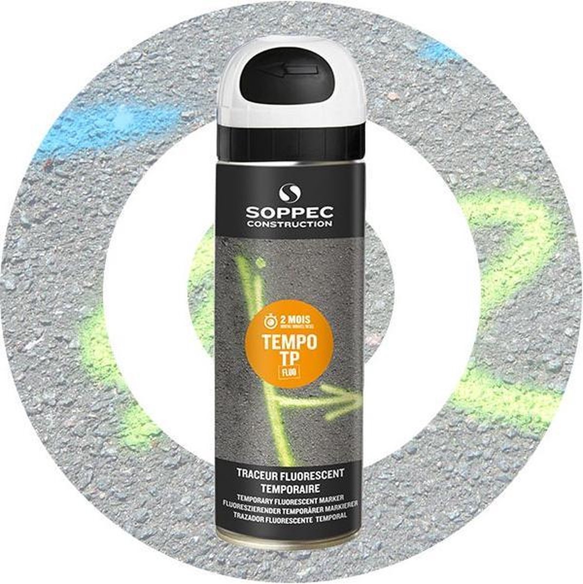 Soppec Tempo TP - Tijdelijke markeringsverf - Wit - 500 ml. | bol