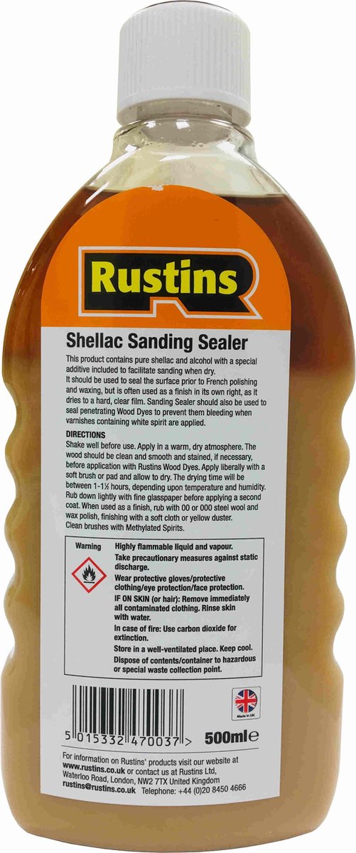 Rustins Shellac Sanding Sealer - 500 ml | bol.com