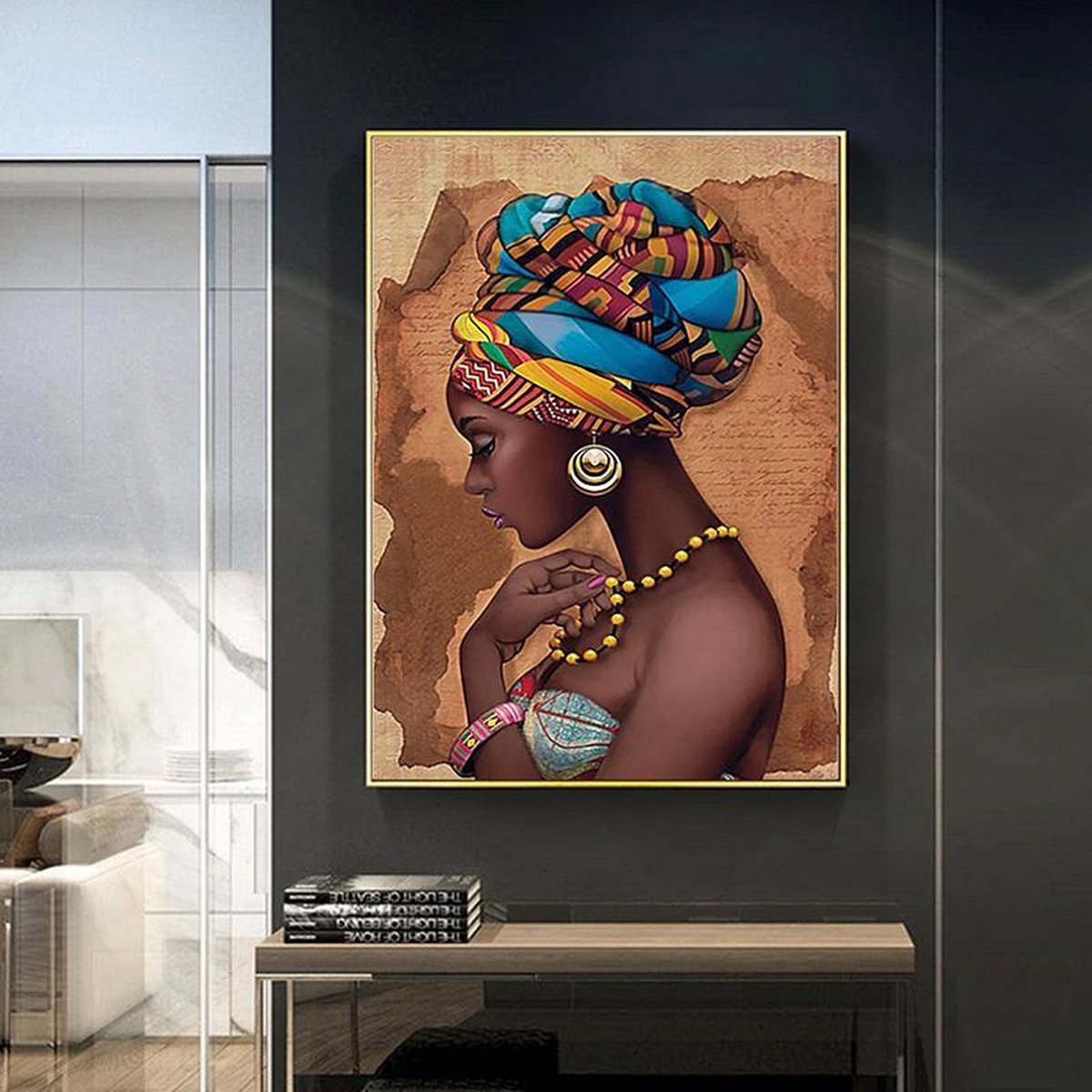 Allernieuwste Canvas Schilderij Mooie Afrikaanse Vrouw Meisje - Modern African Art -... | bol.com