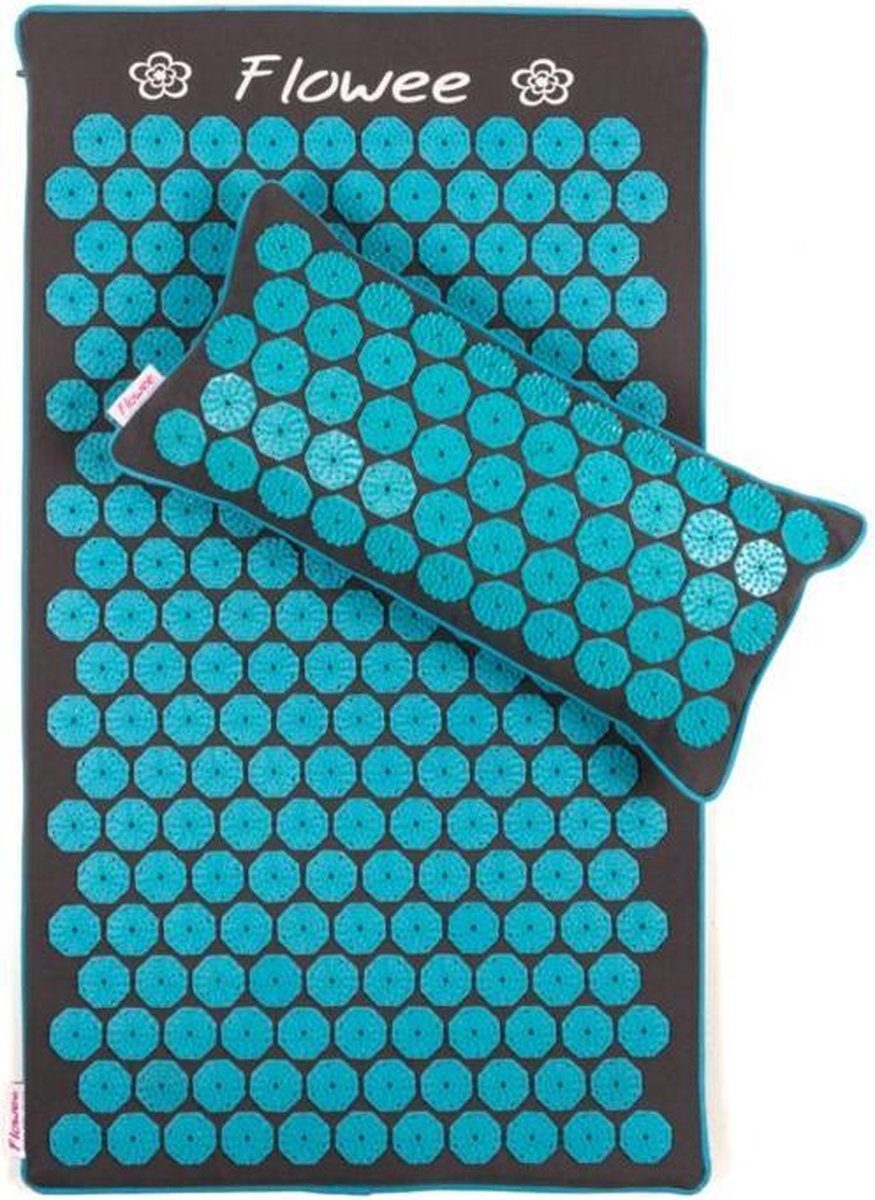 Flowee Spijkermat ECO SET – Spijkermat & Kussen - Grijs met Blauw ...
