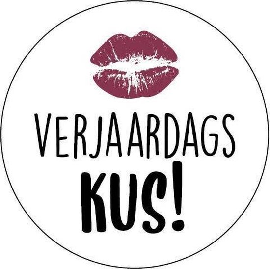 Wensetiket Verjaardagskus! - Cadeausticker - Sluitsticker - Verjaardagssticker - rond-... | bol.com
