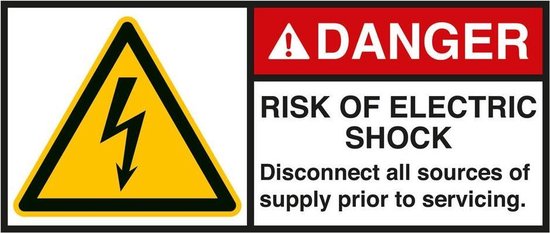 Danger Risk of electric shock sticker, ANSI, 2 per vel 45 x 100 mm | bol