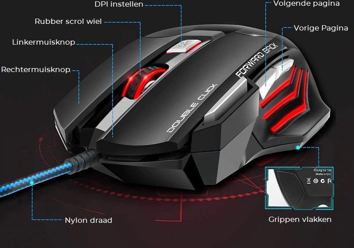 Game muis met draad | RGB | DPI 1200-7200 | ZDR-XG90 (Gaming muis ...