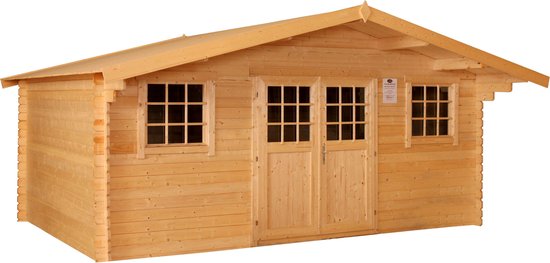 Interflex blokhut - tuinhuis - geïmpregneerd hout - inclusief dakshingels - 5.08 x... | bol.com