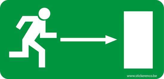 Sticker & Co - Sticker ISO 7010 Nooduitgang rechts - 200mm x 100mm ...