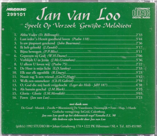 Jan van Loo speelt op verzoek gewijde melodieën, Jan van Loo | CD ...