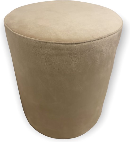 Poef rond, kleur beige, stof velvet | bol