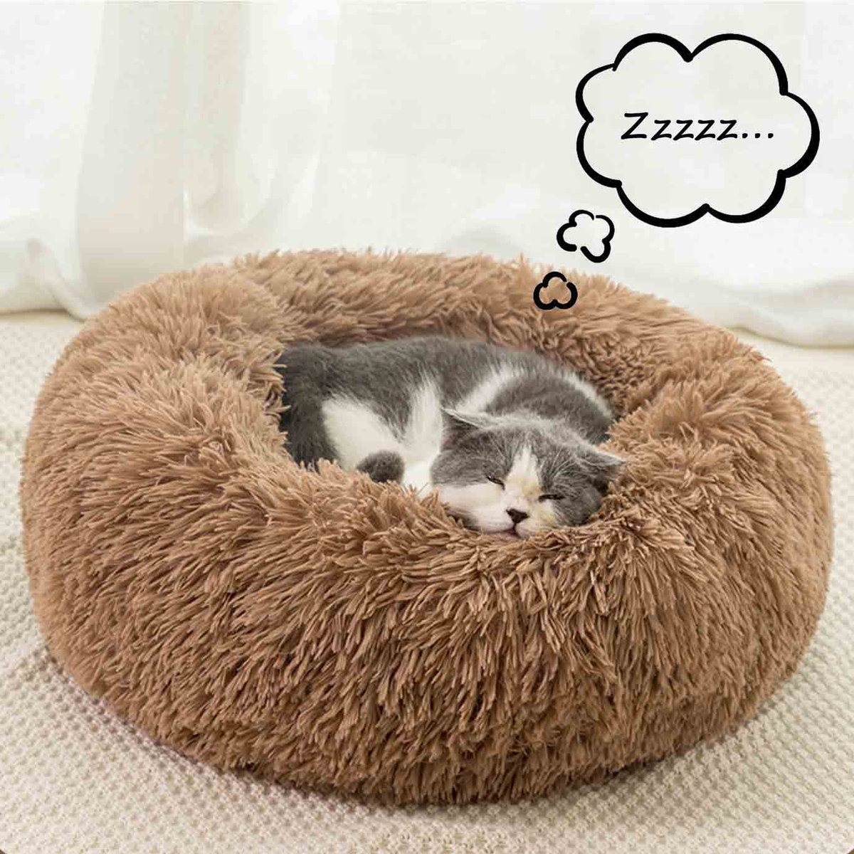 Fluffy mand “Bruine Beer” | Kat | Hond | Zachte kattenmand | Luxe ...