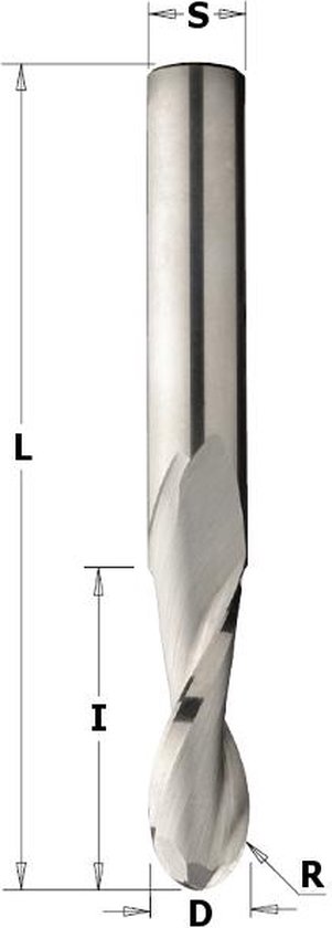 VHM bolle radiusfrees Ø 6 x 27/70 mm. R= 3 | bol