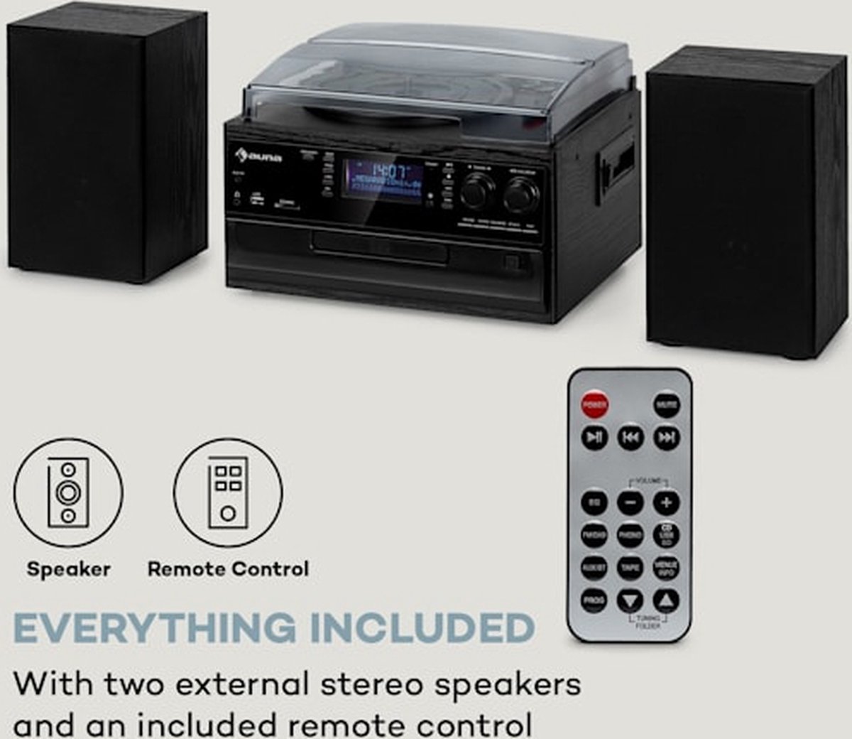 auna Oakland DAB Plus Système stéréo rétro avec haut-parleurs stéréo ...