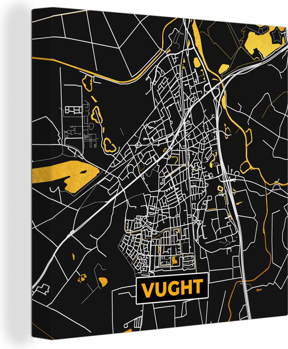 Canvas Schilderij Vught - Stadskaart - Goud - Plattegrond - Kaart ...