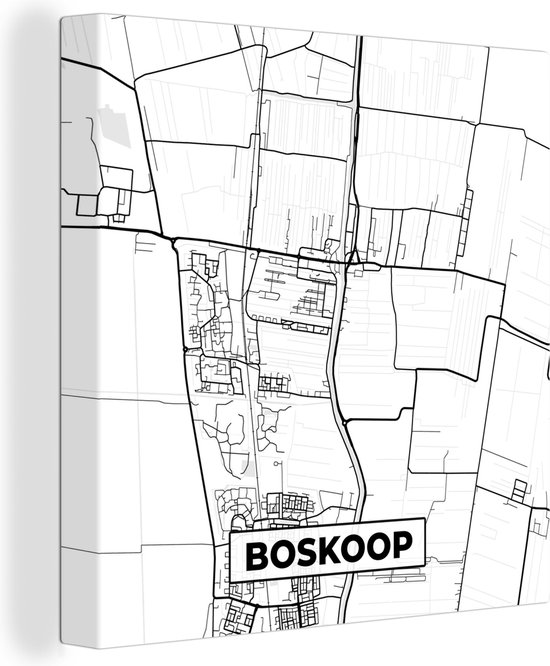 Canvas Schilderij Plattegrond - Boskoop - Kaart - Stadskaart - 90x90 cm ...