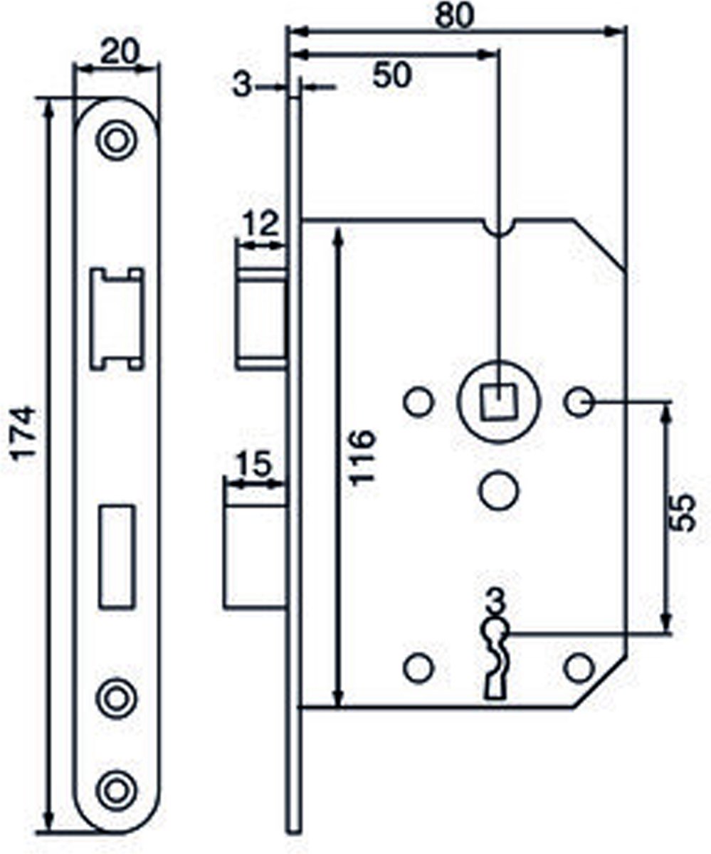 Eliot baardsleutel incl. insteekslot - deurklink set - insteekslot met ...