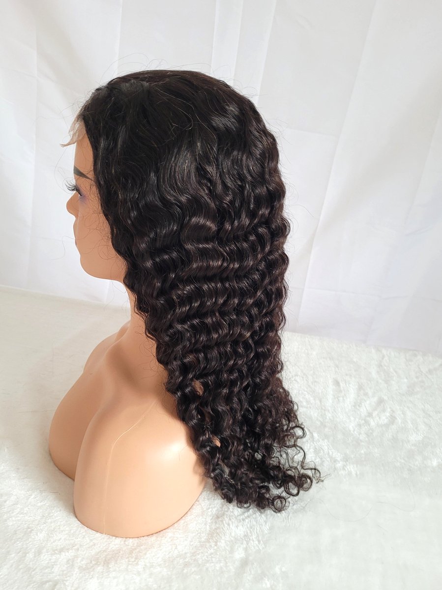 Braziliaanse Remy haren pruik 20 inch - (50,8 cm) donkerbruine diepe ...